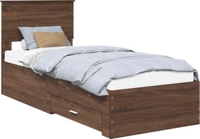 Rám postele Hnědý dub a stříbrná 75 x 190 cm Kompozitní dřevo 3410964