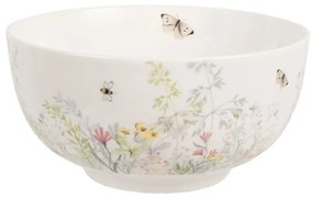 Bílá porcelánová miska na polévku s lučními květinami a motýlky Wildflower Fields – 500 ml