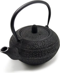 Litinová konvice Yabakei, 0,8 l – černá s texturovaným povrchem, s nerezovým sítkem