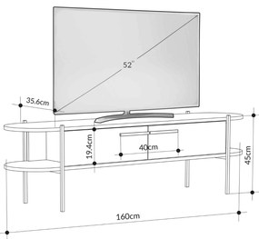OCEANUS, TV stolek, retro šedá / bílý