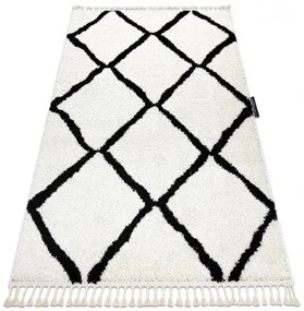 koberec BERBER CROSS, bílá střapce, Maroko, Shaggy velikost 160x220 cm | krásné koberce cz
