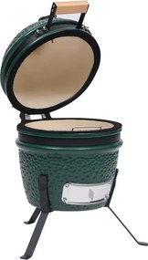 Zahradní gril a udírna 2 v 1 Kamado keramický 56 cm zelený 316094