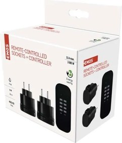 Dálkově ovládané zásuvky IP44 černé EMOS P0067 1905110001