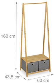 PEPU Bambusový stojan na oblečení s látkovými krabicemi