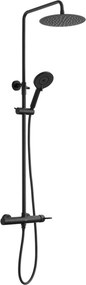 Sapho Iconic - Sprchový set s baterií, průměr 25 cm, 3 proudy, matná černá AF139B