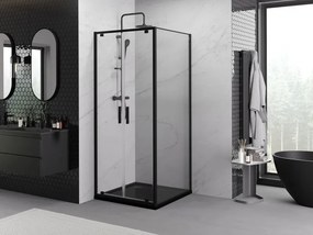 Mexen Exo, výklopná sprchová kabina, dveře 110 cm + boční stěna 110 cm, transparentní sklo, černá, 8182-110-110-70-00