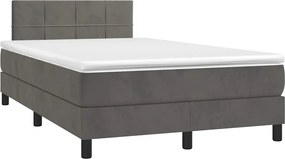 Box spring postel s matrací a LED tmavě šedá 120x200 cm samet 3134394