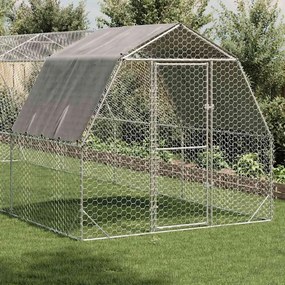 Výběh pro slepice se střechou 2,5x8x2,25 m pozinkovaná ocel 3328528