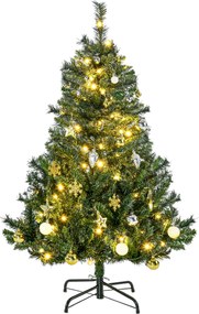 Aosom Vánoční strom, umělá jedle, 1,2 m, LED diody, včetně hvězdy, 75 cm x 120 cm, zelený
