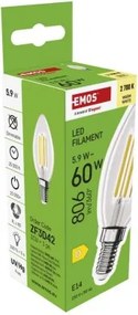 Emos lighting LED žárovka Filament svíčka / E14 / 5,9 W (60 W) / 806 lm / teplá bílá 1525731250