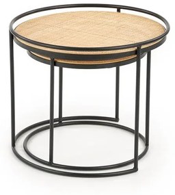Konferenční stolek MANADO (set 2 ks, přírodní ratan/ocel)