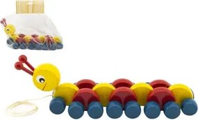 TEDDIES Tahací housenka barevná / Dřevo / 27 cm / od 3 let