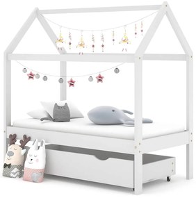 Rám dětské postele se zásuvkou bílý masivní borovice 70x140 cm 322139