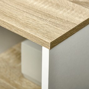 Moderní koupelnová skříňka pod umyvadlo kleankin s přihrádkami a dveřmi 77x45x60 cm Bílá a Přírodní