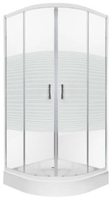 Novoterm Čtvrtkruhový sprchový kout NV-Madera 90x90 chrom/potisk + vanička