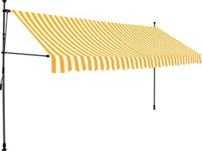 vidaXL Ručně zatahovací markýza s LED světlem 350 cm [145860] Barva: Žluto-bílá