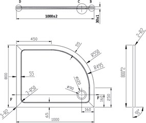 Olsen Spa Venets 100 x 80 x 3 cm VANKASCTVR8010L sprchová vanička levá