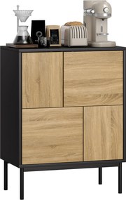 HOMCOM bufet obývací pokoj, úložná skříňka, kuchyňská skříňka, dveře s klikou a 4 přihrádky, moderní styl, 60 x 35 x 78 cm, černá