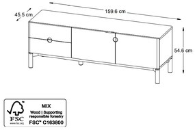 Designový TV stolek Takayoshi 160 cm tmavě hnědý