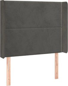 Box spring postel s matrací a LED tmavě šedá 90x200 cm samet 3139482