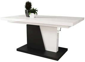 Mazzoni GRAND NOIR bílý lesk / černá, rozkládací, zvedací konferenční stůl, stolek