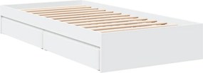 Rám postele se zásuvkami bílý 100 x 200 cm kompozitní dřevo 3280671