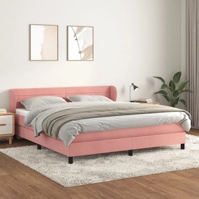Box spring postel s matrací růžová 160x200 cm samet 3127564