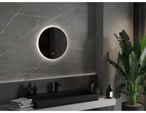 Mexen Erg, kulaté LED podsvícené koupelnové zrcadlo 50 cm, 6000K, topná podložka proti zamlžování, 9823-050-050-611-00