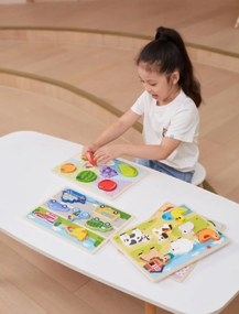 VIGA DŘEVO Vkládačka baby puzzle vkládací na desce doprava 7 dílků 447013