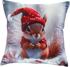Sada 2 ks povlaků na polštářky VEVERKA a JEŽEK 40 x 40 cm
