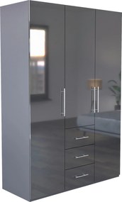 XXXLutz ŠATNÍ SKŘÍŇ, antracitová, vysoce lesklá antracitová, 147/219/59 cm P & B - Šatní skříně - 000885000407