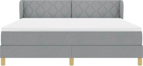 Postel s boxspringem s čelo Světle šedá 180 x 200 cm textil 3340290