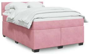 Box spring postel s matrací tmavě růžová 140 x 200 cm samet 3286335