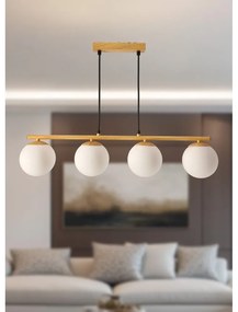 Závěsné svítidlo se skleněným stínidlem v bílo-přírodní barvě Carrine – Candellux Lighting