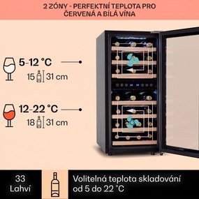 Klarstein Vinamour 33 Duo vinotéka 2 zóny 89 l / 33 lahví 5-18°C Touch