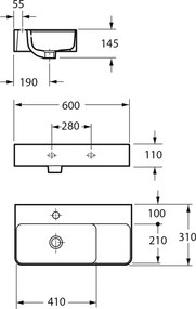 Sapho Sapho, ISTIA keramické umyvadlo, 60x31cm, bílá, AR6041