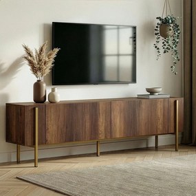 TV stolek v dekoru ořechu v tmavě přírodní barvě 180x45x30 cm Nexus – Kalune Design