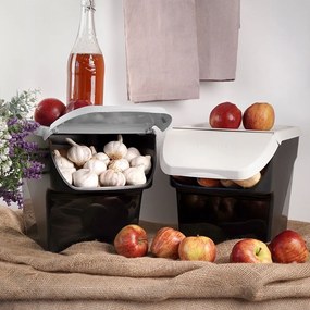 VILDE Úložný box na brambory a cibuli s větráním, VEGBOX šedý (14l - 10kg brambor)