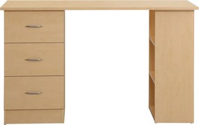 HOMCOM Stůl s úložným prostorem, Počítačový stůl 120 x 50 cm, Stůl s policemi a šuplíky, pro malé prostory, Ložnice, Světle dřevěný vzhled