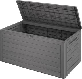 Zahradní úložný box Woody 280L šedý dekor dřeva voděodolné