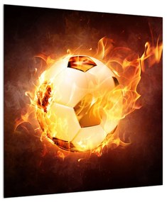 Obraz fotbalového míče v ohni (50x50 cm)