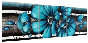 Obraz modrých květů (150x50 cm)