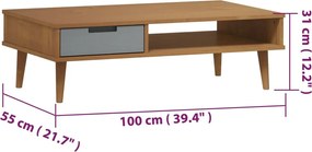 vidaXL Konferenční stolek MOLDE 100 x 55 x 31 cm masivní borovice [350528] Barva: Bílá