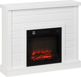 HOMCOM Elektrický krb, 3D plamenový efekt, 3 nastavení, časovač, dálkové ovládání, bílý