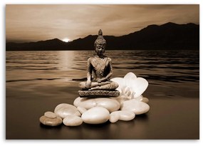 Gario Obraz na plátně Buddha na kamenech - černobílý Rozměry: 60 x 40 cm
