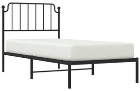Kovový rám postele s čelem černý 90 x 190 cm - Default Title