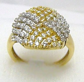 Klenoty Budín Luxusní obrovský zlatý dámský prsten posetý zirkony 80 ks 585/4,04gr vel.54 H237