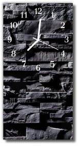 Skleněné hodiny vertikální Kamenná zeď černá