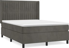Box spring postel s matrací tmavě šedá 140x200 cm samet 3132802