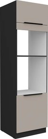 ARIA cb | vysoká skříňka 60 DPM-210 2F na vestavnou troubu a mikrovlnku | 60 cm | ANTI FINGERPRINT povrch | černá/béžová